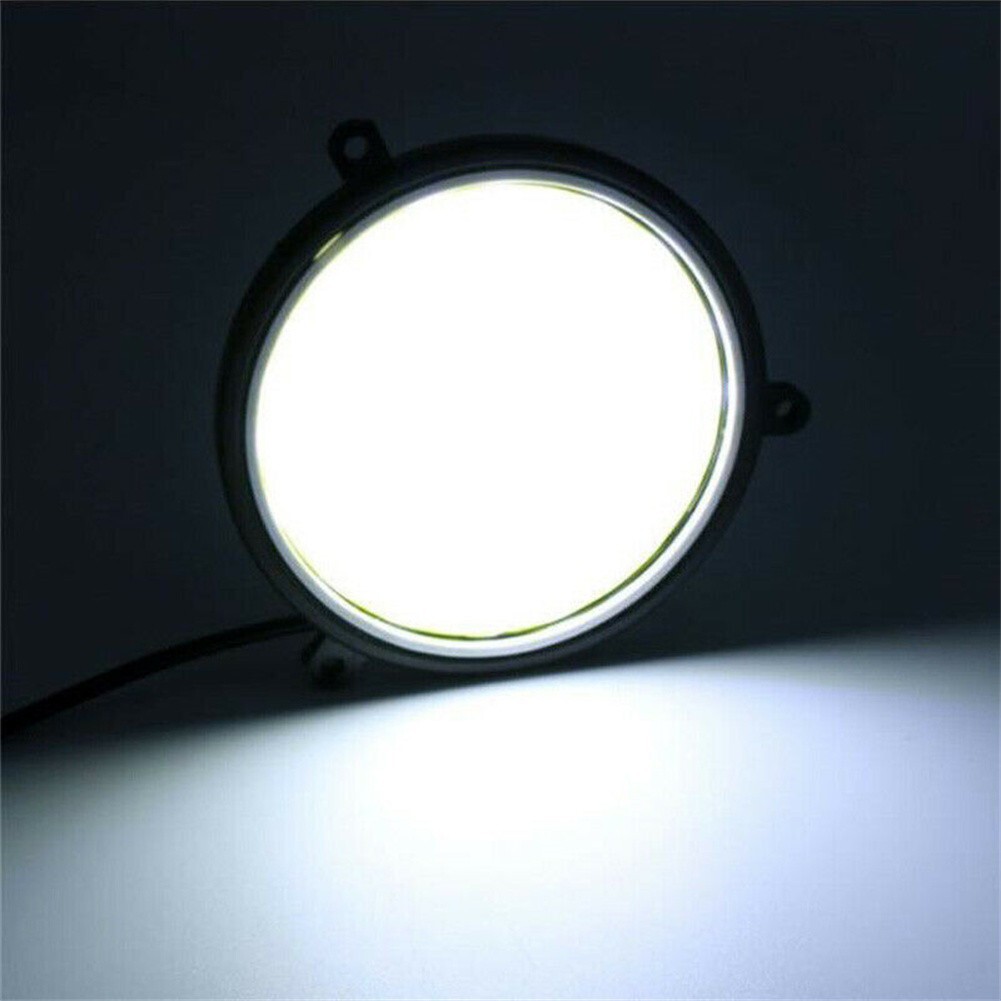 2* - 12V Round LED Lights DRL Daytime Running Light Fog COB Car Lamp ...