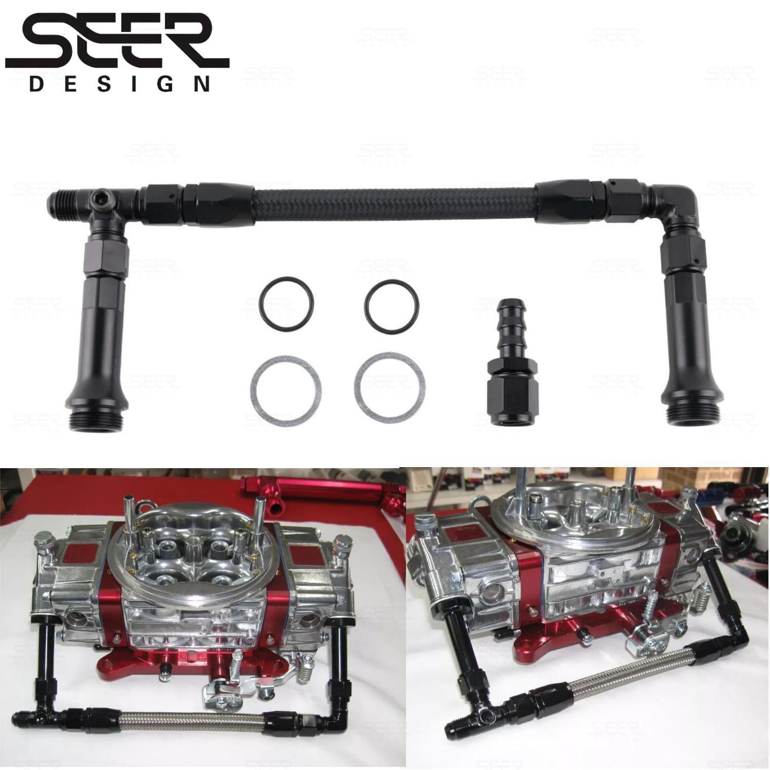 Braided AN6 Dual Feed Carb Fuel Line Double Pump fits 4150 Holley ...