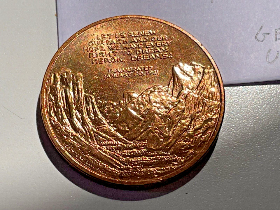 Ronald Reagan Presidential Inauguration Commemorative Copper Medal GEM ...