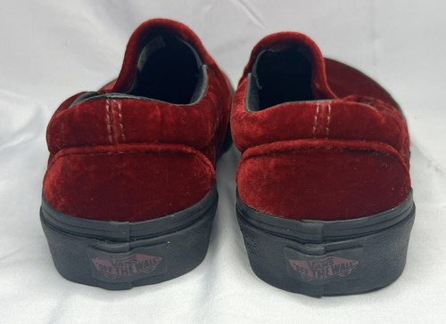 Vans Classics Red Velvet Slip On Low Skate Sneaker Shoes Mens 4 Womens ...