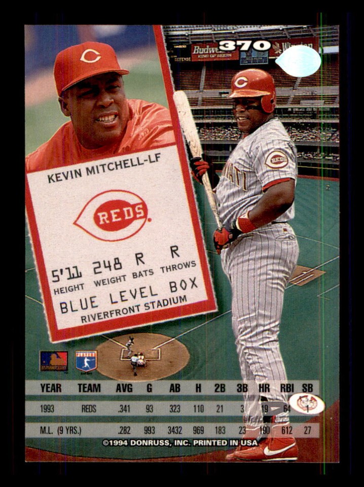 1994 BASEBALL 1994 Leaf Kevin Mitchell Cincinnati Reds #370 1 | eBay