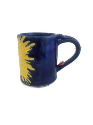 Blue Sunburst and Heart on Handle Coffee Mug Ceramic TCM | eBay