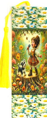 LITTLE GIRL SINGING IN THE GARDEN/FLOWERS UNIQUE EXQUISITE LAMINATED ...