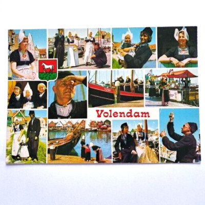 Volendam Holland Postcard Multiview Boats People Continental Chrome | eBay