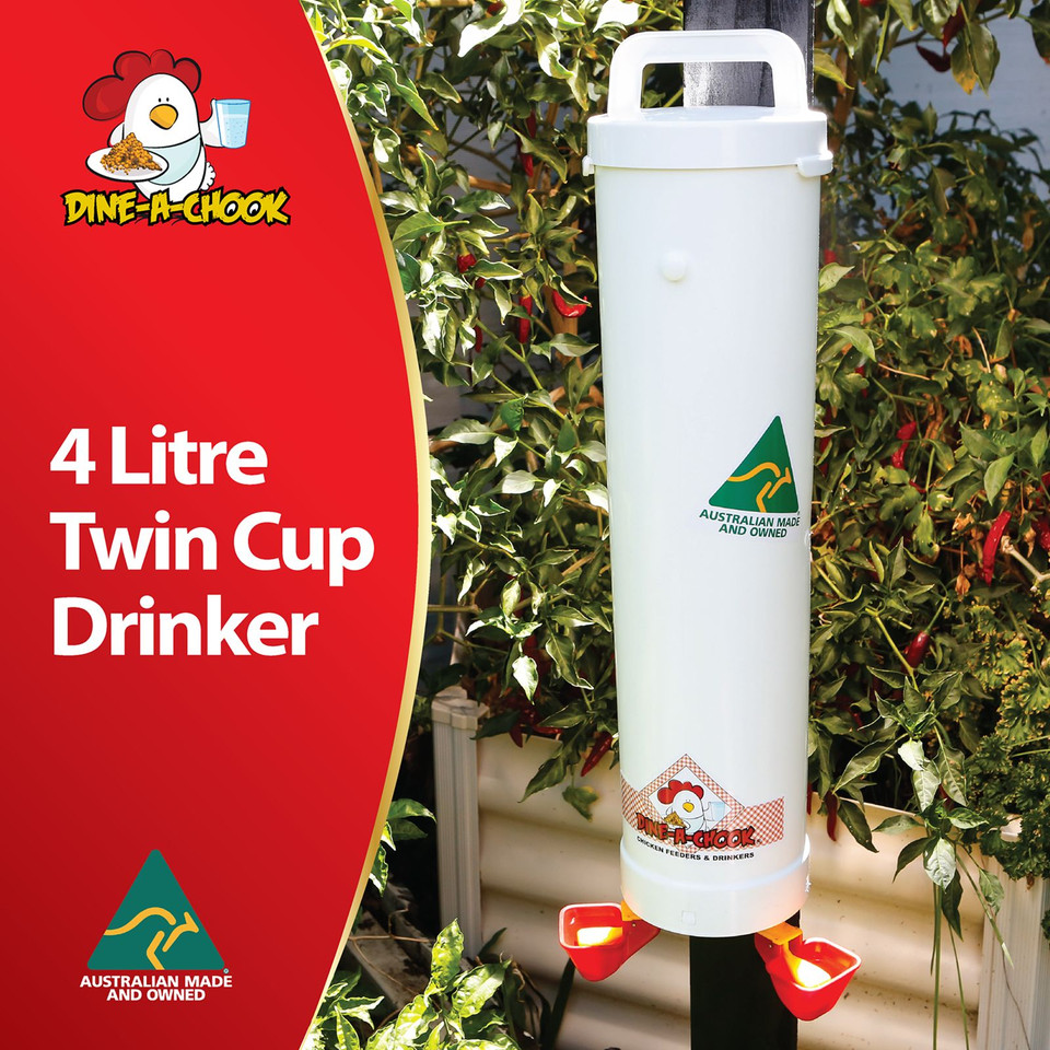 DINE-A-CHOOK Chicken Feeder & Drinker Combo / Chook Waterer 8 Litres ...