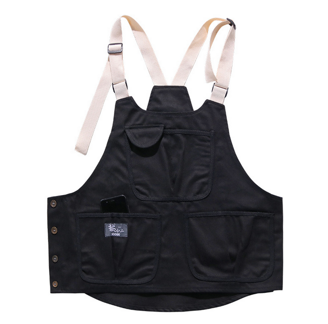 Japanese Retro Worker Multi pockets Vest Outwear Waistcoat Sling Double breasted | eBay