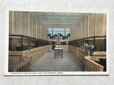 F2770 Postcard Interior First National Bank Waynesboro PA Pennsylvania ...
