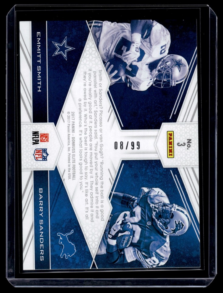 Barry Sanders / Emmitt Smith 2017 Donruss Elite Face to Face Red Card 8 ...