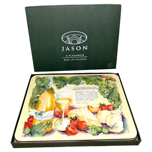 Jason Placemats Mats Vino Wine Food Set 6 Boxed Deborah K Ellis Vintage ...