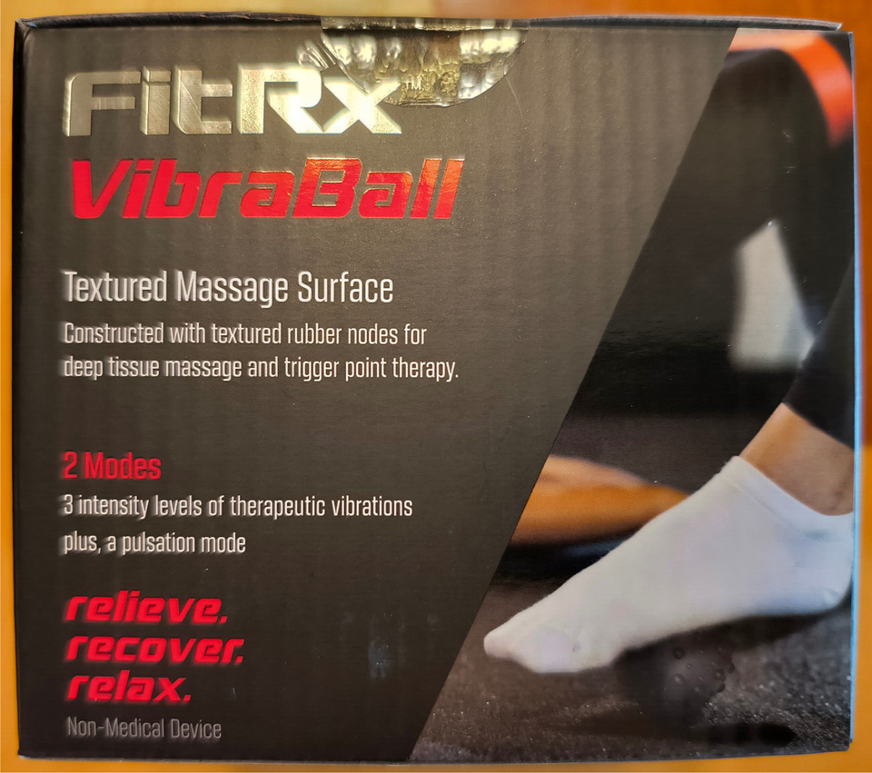 FitRx VibraBall Vibrating Massage Ball, Black Portable, Rolling ...
