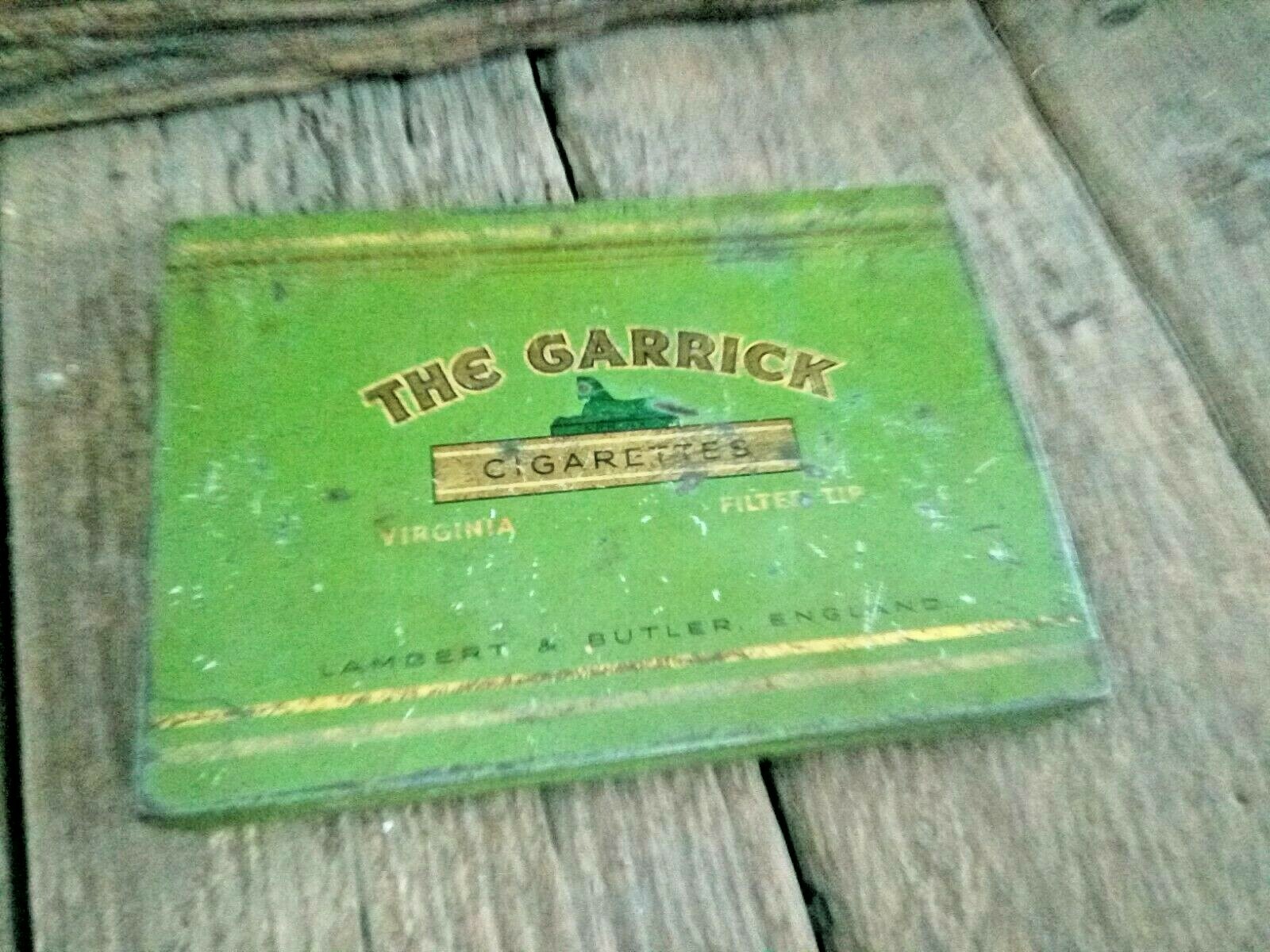 OLD VINTAGE THE GARRICK CIGARETTES-LAMBERT & BUTLER LITHO TIN BOX ...