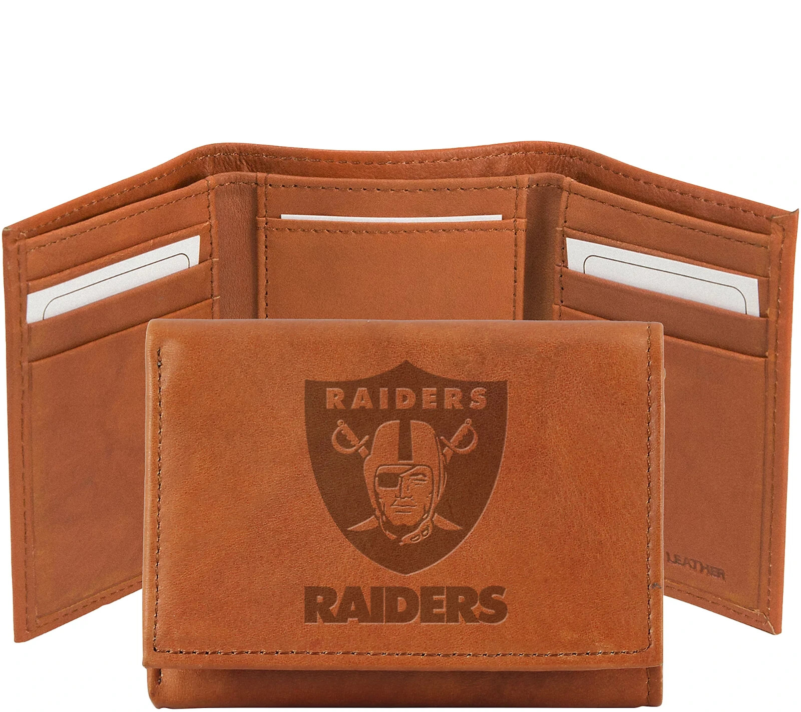 NFL Las Vegas Raiders Embossed Pecan Genuine Leather Billfold Wallet | eBay