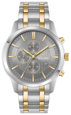 Bulova Mens Classic Chronograph Quartz Silver Stainless Steel Watch 43 ...