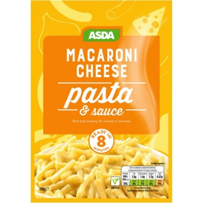 ASDA MACARONI CHEESE PASTA & SAUCE 110G READY IN 8 MINUTES VARIOUS ...