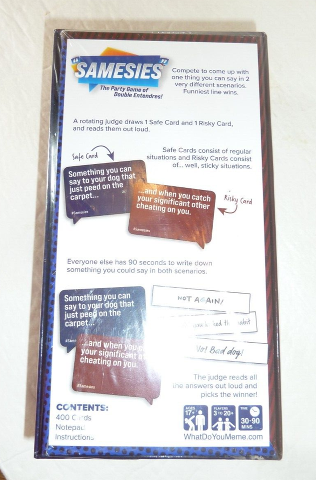 SAMESIES The Party Game Of Double Entendres! Ages 17+ NEW | eBay