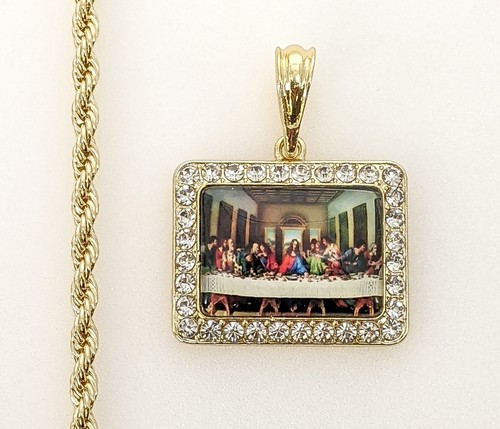 Last Supper Jesus Gold Plated 4mm Chain Necklace Oro Ultima Cena Dije ...