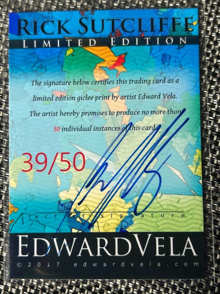 Limited 39/50 Rick Sutcliffe Cubs "Art Card" Edward Vela Signed | eBay
