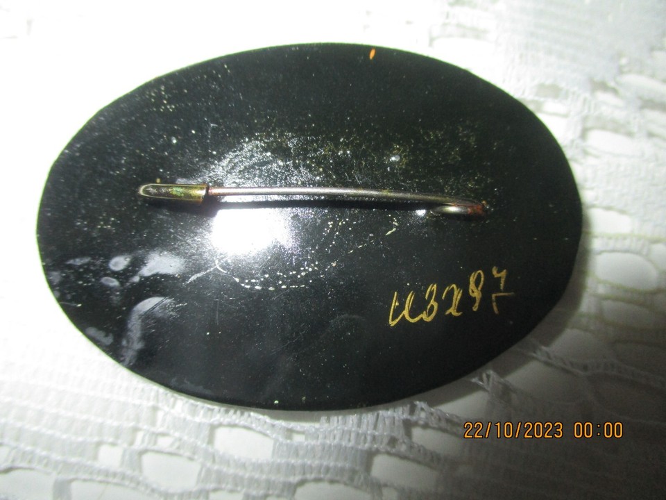 (3) VTG. HAND PAINTED RUSSIAN PINS ALL SIGNED BY ARTIST FLOWERS ...