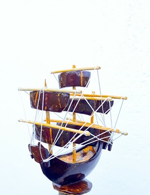 Coconut Shell Sailing Ship Handmade Natural Home Decoration Toys Free ...