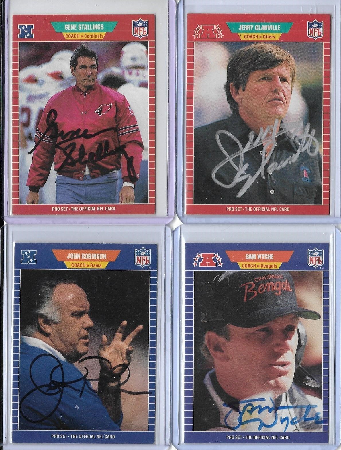1989 Pro Set Autographed Coach Lot of 8 Cards Signed NFL Coaches Many ...