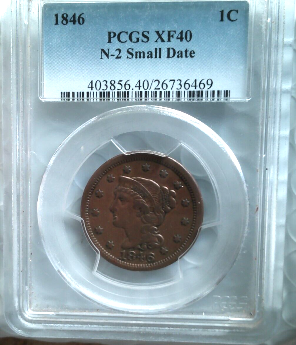 1846 Large Cent - PCGS XF-40- Braided Hair Cent - Small Date Population ...
