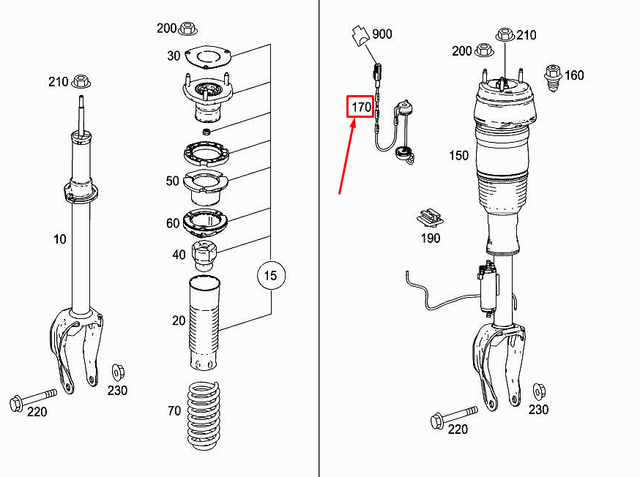 MERCEDES-BENZ GLE W166 Front Shock Absorber Harness A1665400005 GENUINE ...