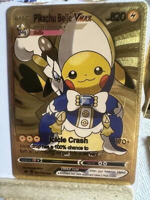 Belle Pokemon Pikachu Vmax Icicle Crash Card Fan Art Gold | eBay