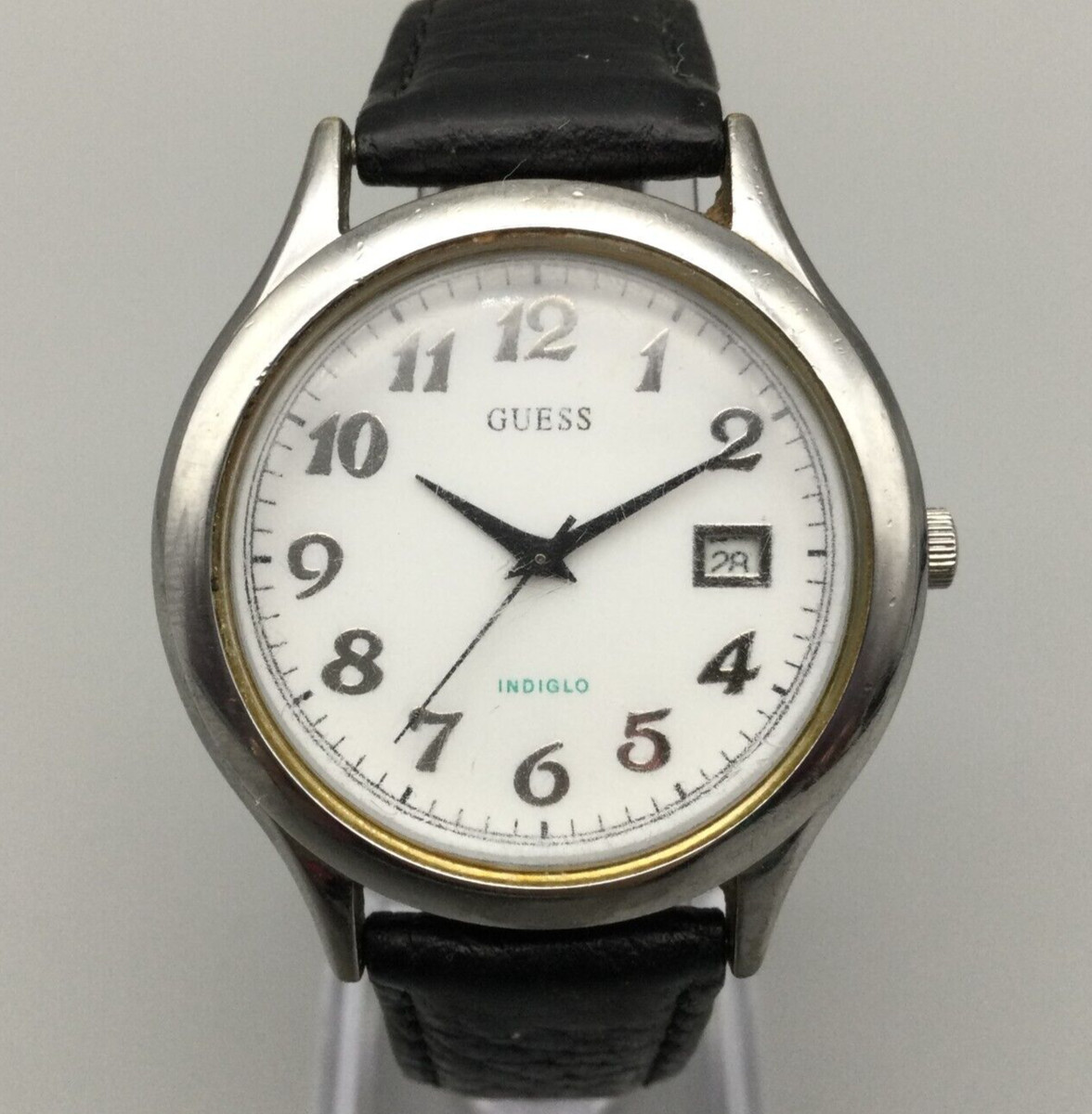 Black Leather Guess Watches Men