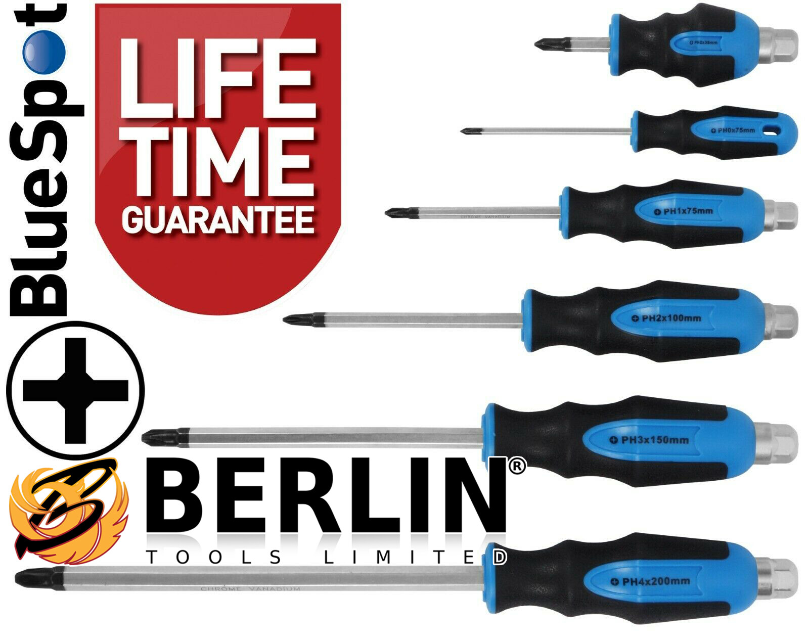 Magnetic Screwdriver Set HEAVY DUTY Philips & Slotted Go Through ...