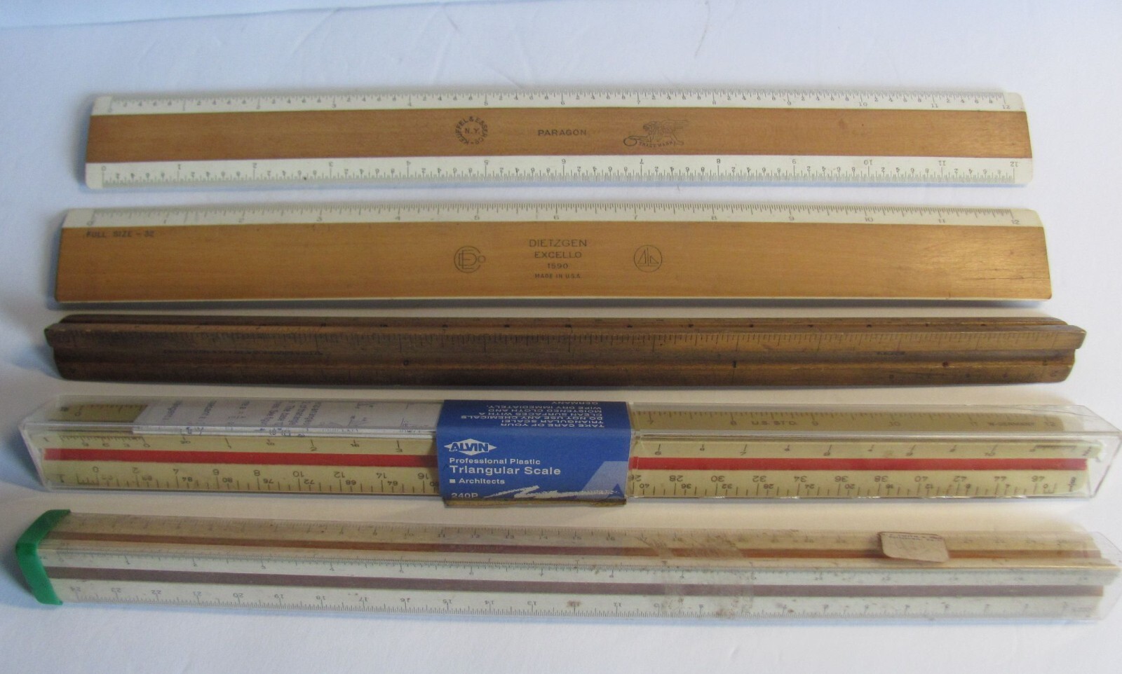 Lot of Five Drafting Mechanical Engineer Rulers Triangle Dietzgen ...