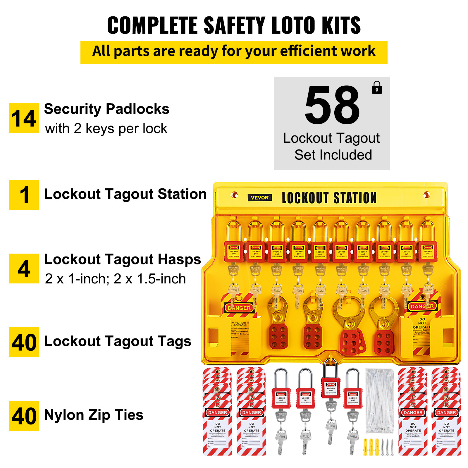 VEVOR 58 PCS Lockout Tagout Kits Electrical Loto Kit for Electrical ...