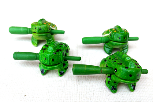Mini Green Wood Croaking Frogs Guiro Sound Effect Percussion Instrument ...