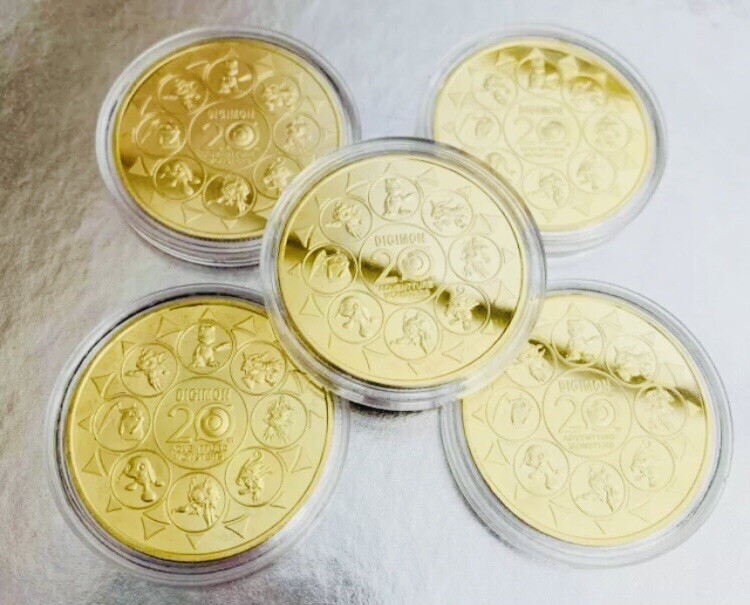 Digimon Gold Plated Collectible Coin Card Gift Set Souvenir Rare ...