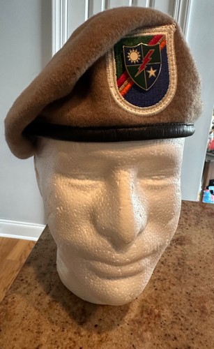 US Army 75th Ranger Regiment Khaki Beret with Flash and Crest, Size 7-1 ...