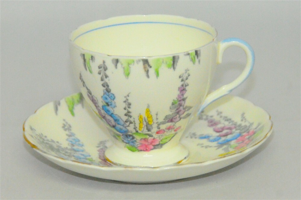 Foley Bone China Foxglove (c) 1935 Tea Cup & Saucer Blue Handle | eBay
