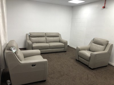 FURNITURE VILLAGE HTL 3+1+1 SEATER SOFA SET ELECTRIC RECLINER LEATHER ...