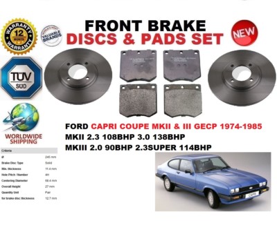 FOR FORD CAPRI II III GECP COUPE 74-85 FRONT BRAKE DISCS SET + BRAKE ...