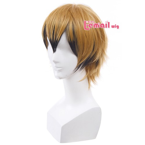 SERVAMP HYDE Vampire Short Straight Mix Black Golden Fluffy Cosplay Wig ...