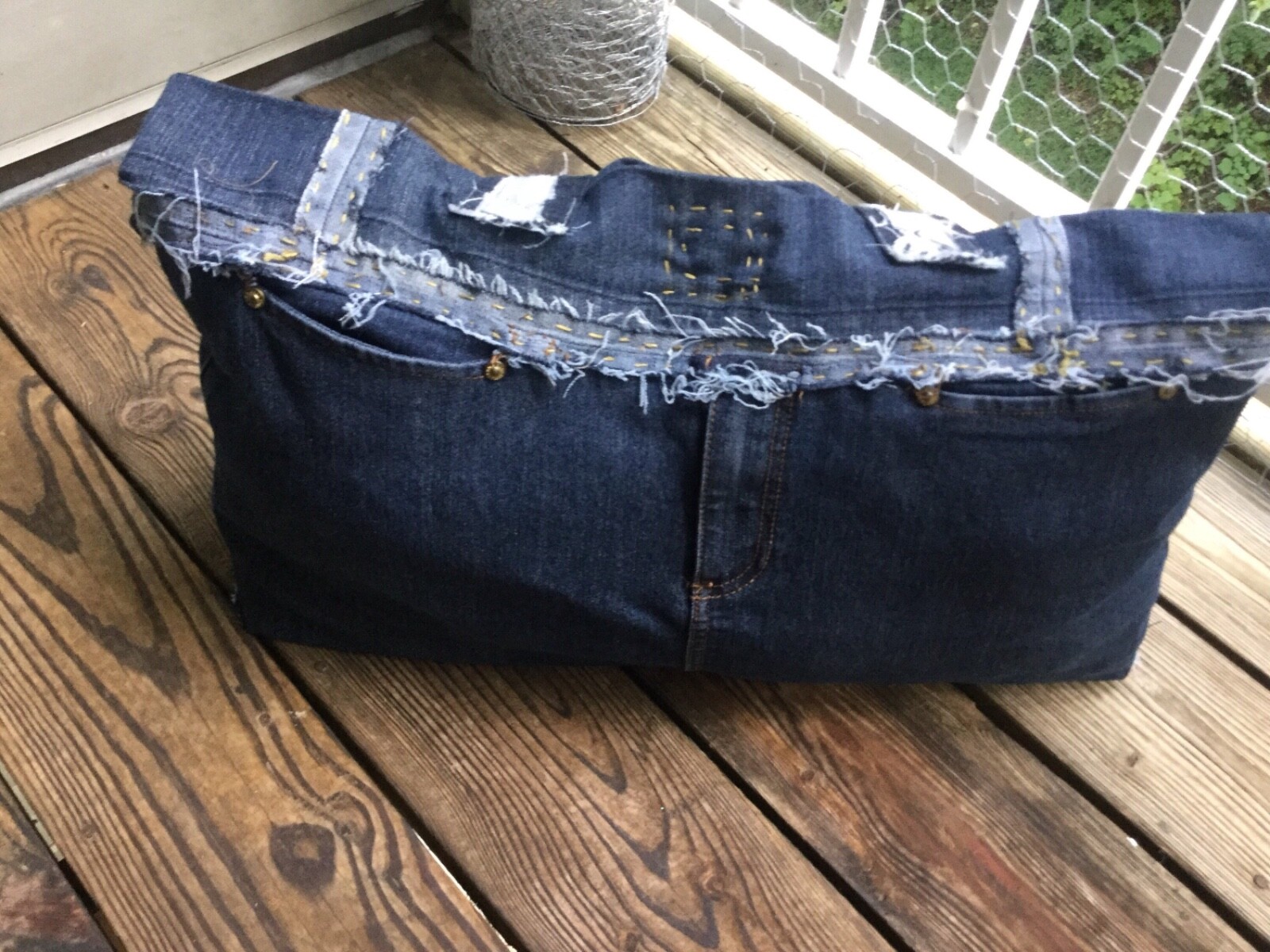 Handmade Upcycled Reinvented Distressed Denim Jeans Rag Travel Bag ...