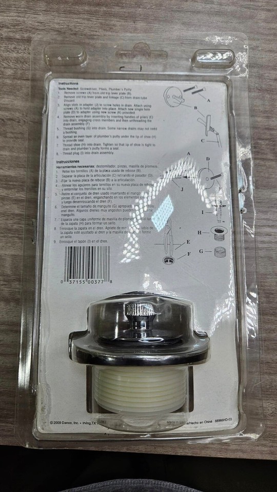 Danco 88966A Universal Lift and Turn Bath Drain Trim Kit with Overflow ...