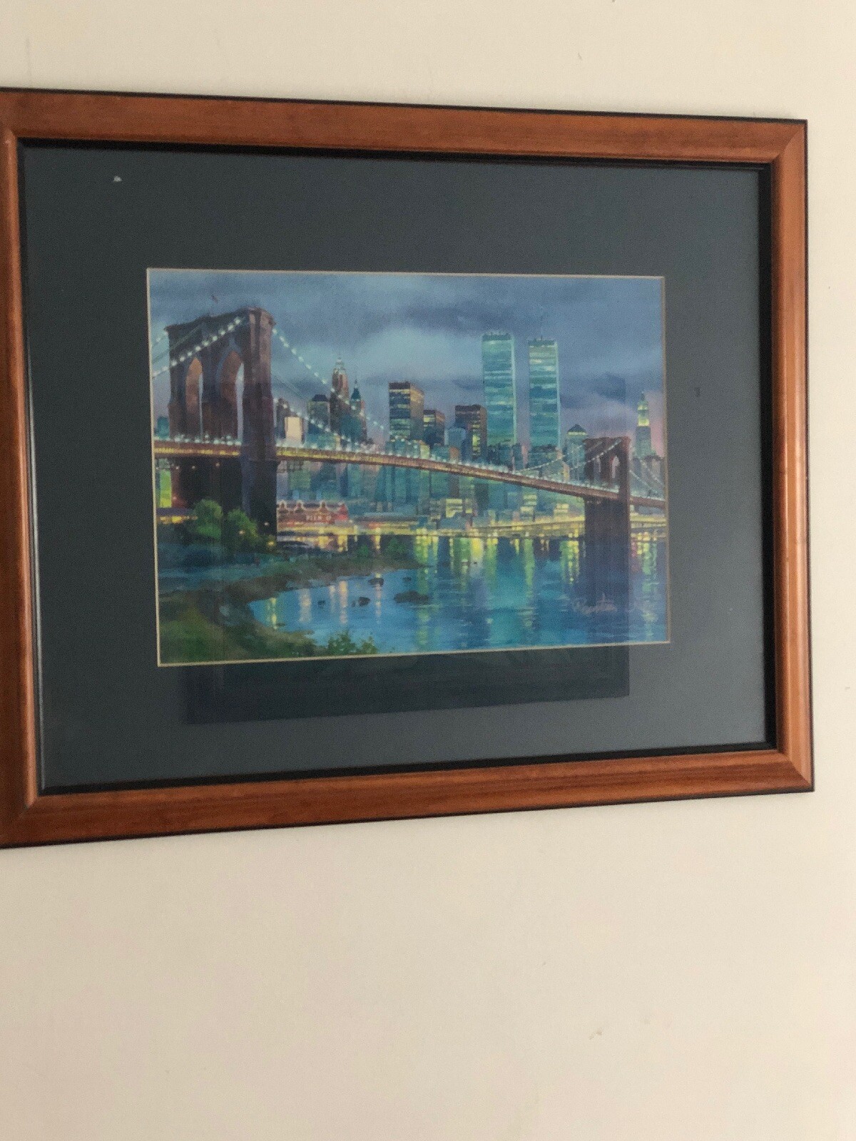 Roustam Nour Signed Print 1998 New York City Artist Brooklyn Bridge ...