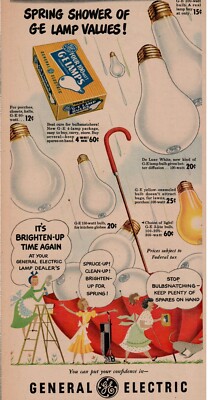 1950's General Electric Light Bulbs Colored Magazine Print Ad 13x6.5 ...