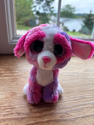 TY Beanie Boo Sherbet, pink dog, glitter eyes | eBay