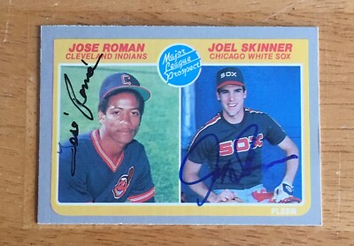 Jose Roman Joel Skinner Dual Signed Autograph 1985 Fleer Baseball Card ...