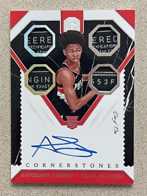 2018-19 Anfernee Simons RPA Rookie Cornerstones BLACK ONYX TRUE 1/1 ...