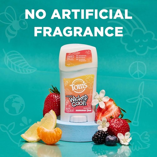 Tom's of Maine Aluminum-Free Wicked Cool! Natural Deodorant for Kids ...