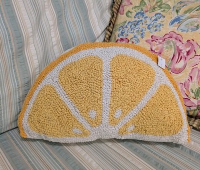 Tufted Tropical Lemon Slice Plush Decorative Throw Pillow | eBay