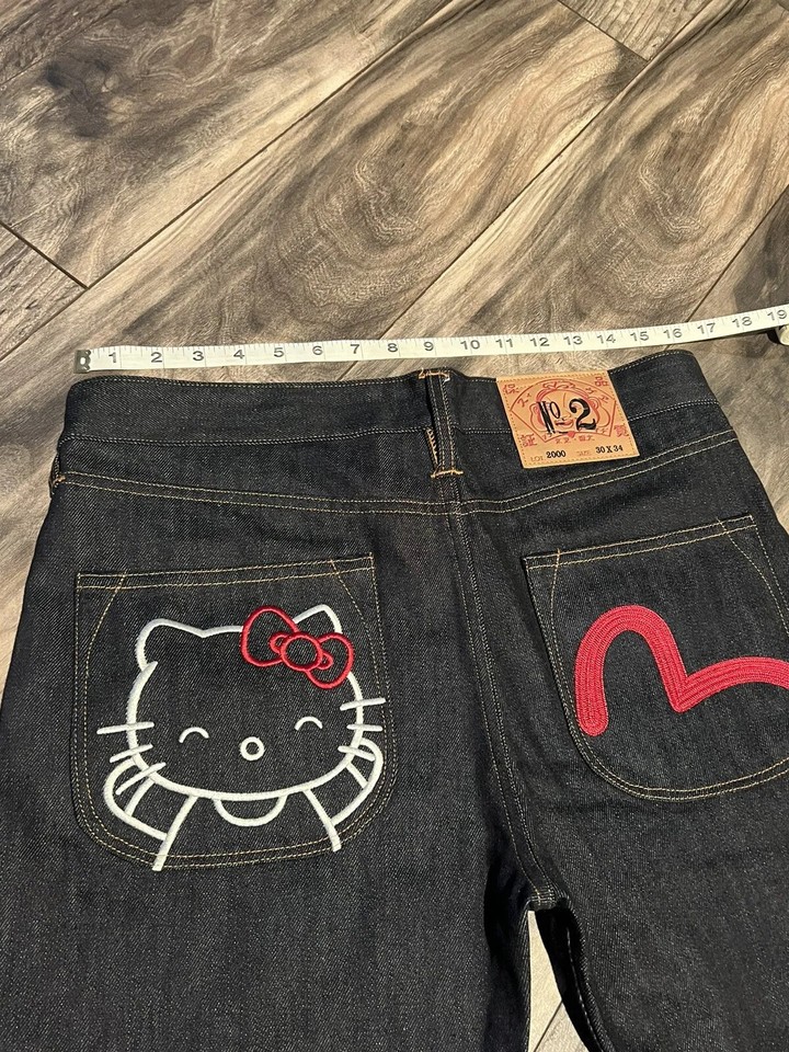 EVISU x Hello Kitty Collaboration Denim Jeans Pants Selvedge No2 2001 ...