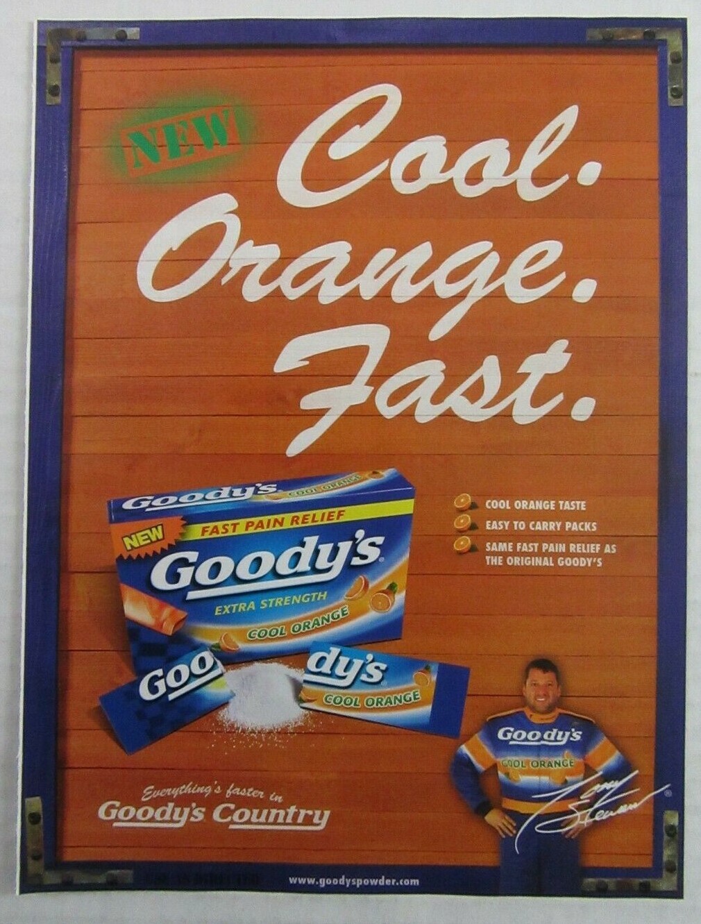 2007 GOODY'S Cool Orange Pain Relief TONY STEWART Magazine Ad | eBay