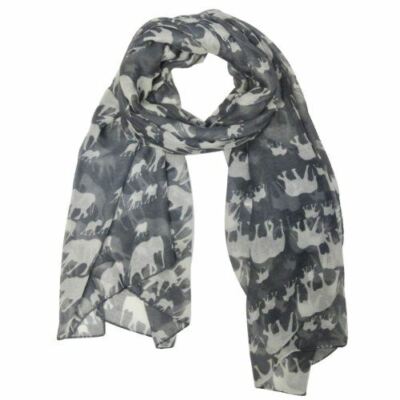 Elephant Print Scarf Wrap, Grey | eBay